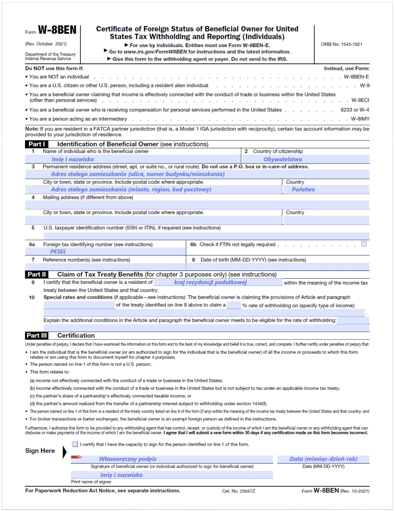 Formularz W-8BEN – Czym jest i jak go wypełnić? | Moneteo
